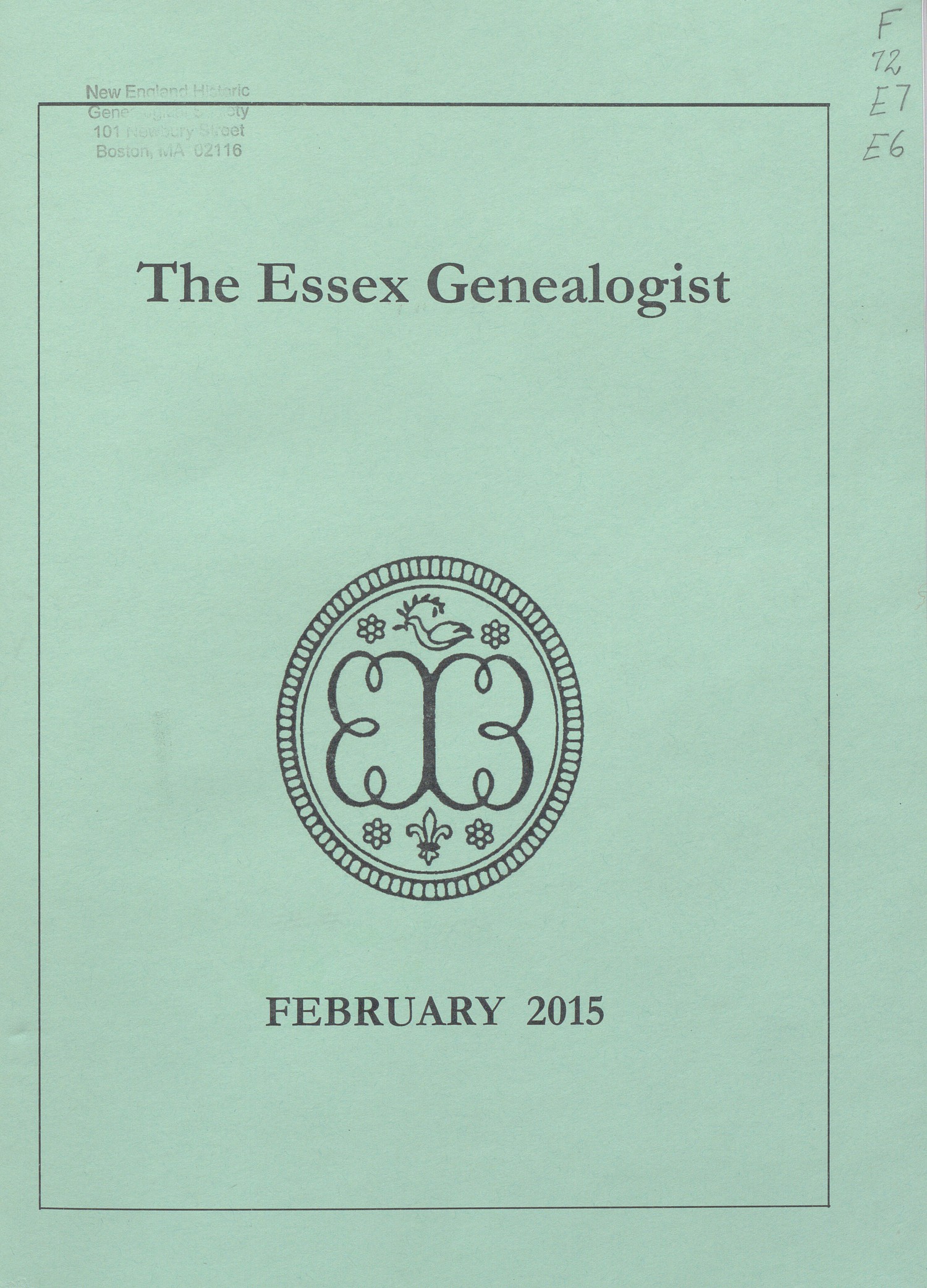 The Essex Genealogist Volume 35 2015 Now Available American Ancestors Database News